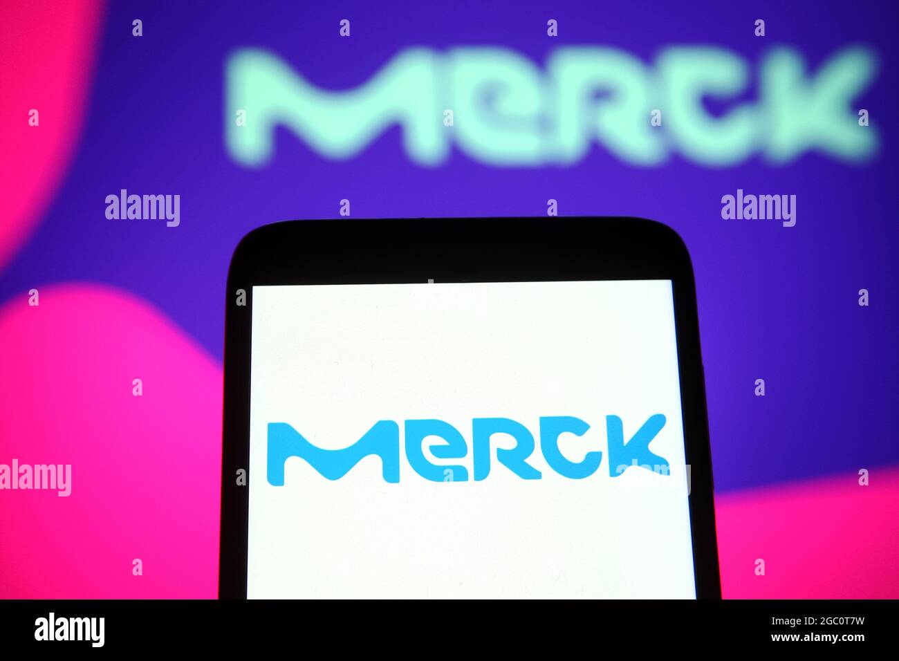 Ukraine. 6th Aug, 2021. In this photo illustration a Merck Group (Merck ...