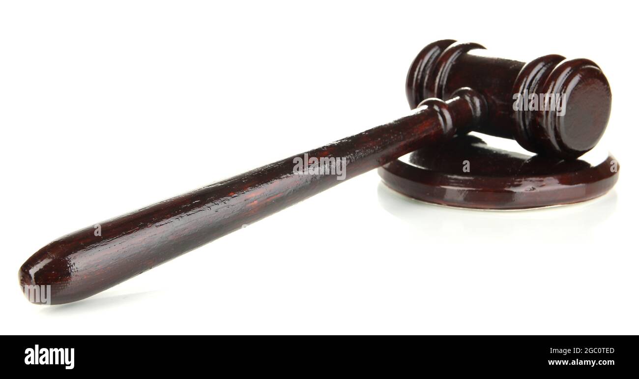 Wooden gavel isolated on white Stock Photo - Alamy