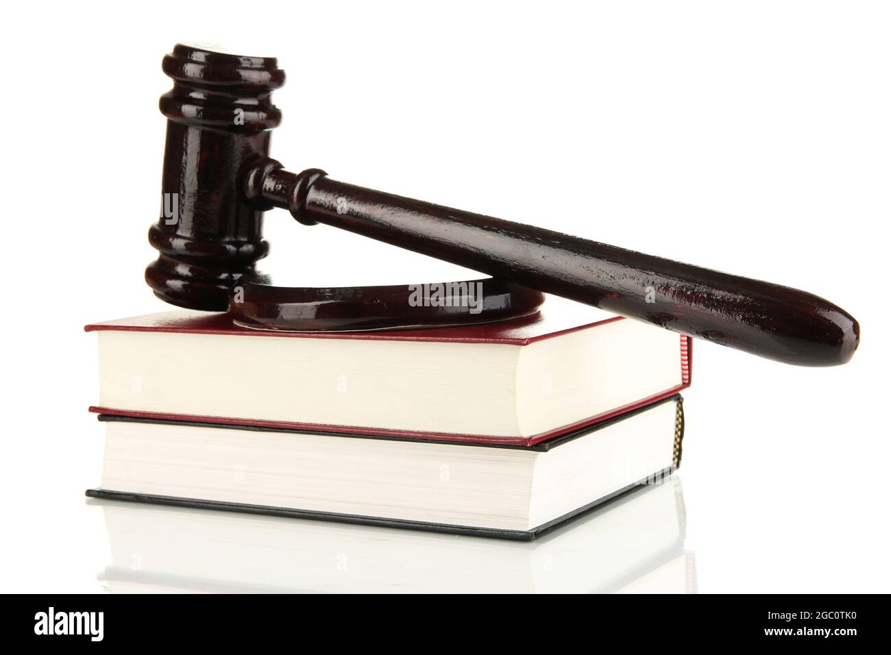 Wooden gavel and books isolated on white Stock Photo - Alamy
