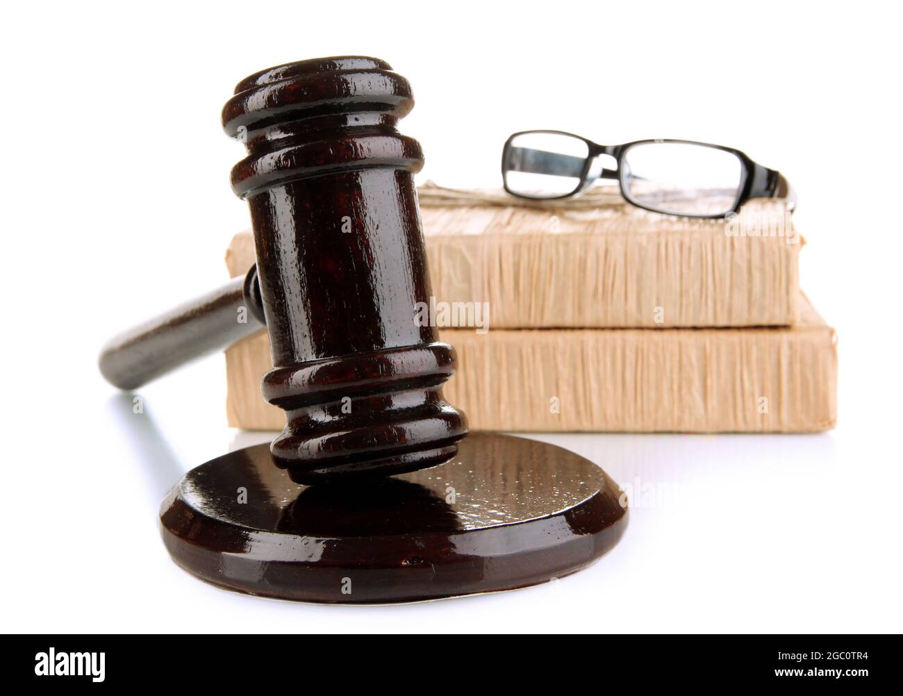 Wooden gavel and books isolated on white Stock Photo - Alamy