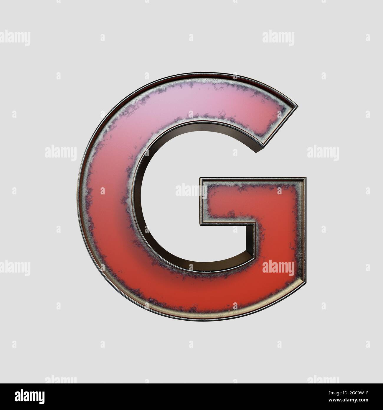 A concept vintage marquee signage G letter made of worn metal on an ...