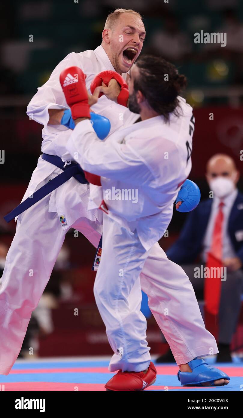Tokyo, Japan. 06th Aug, 2021. Karate: Olympia, men, final round, 75kg/Kumite at Nippon Budokan ...