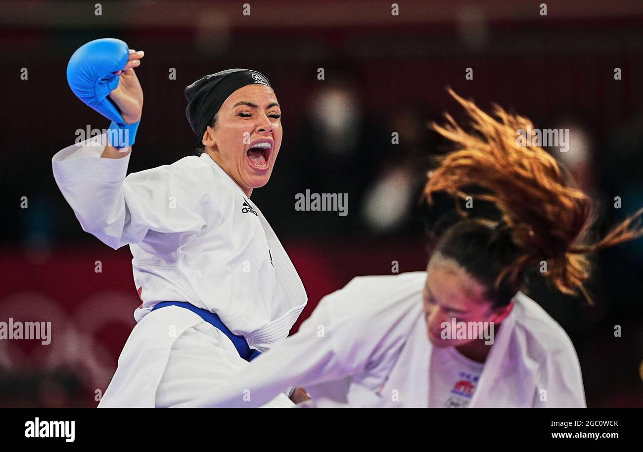 August 5, 2021: Sara Bahmanyar and Tzuyun Wen during karate at the ...