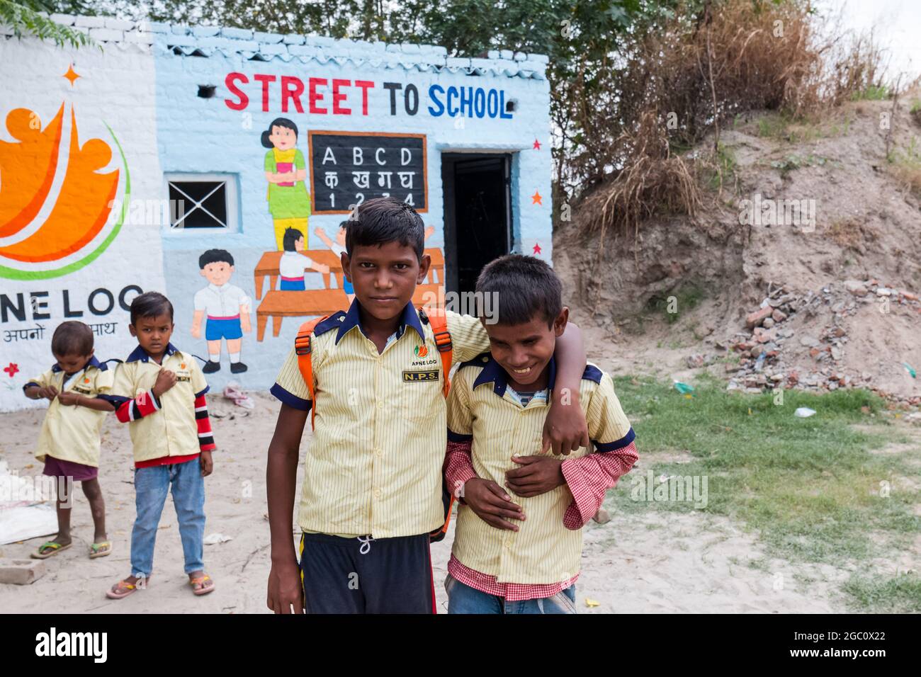 Noida, Uttar Pradesh, India - Sep 2019 : Students from rural/slum areas ...