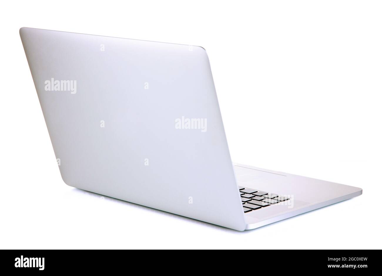 White laptop isolated on white Stock Photo - Alamy