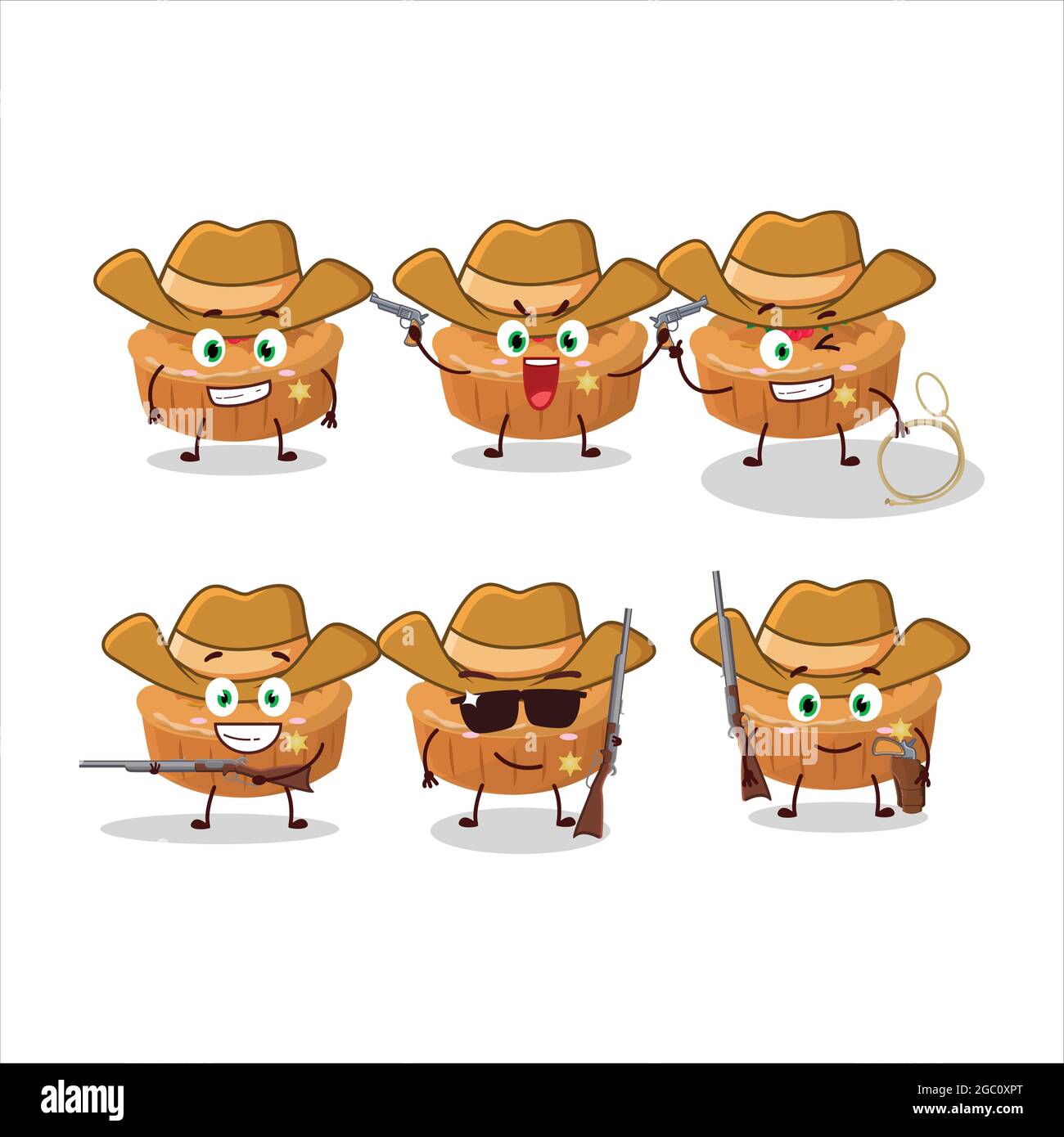 Cool cowboy pie christmas cartoon character with a cute hat. Vector ...