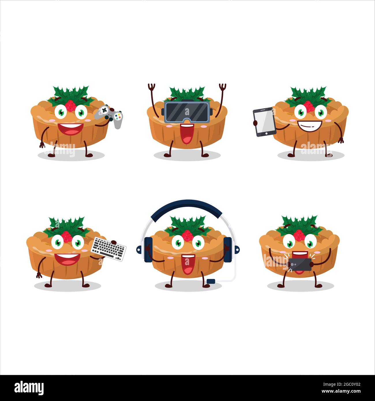 Pie christmas cartoon character are playing games with various cute ...