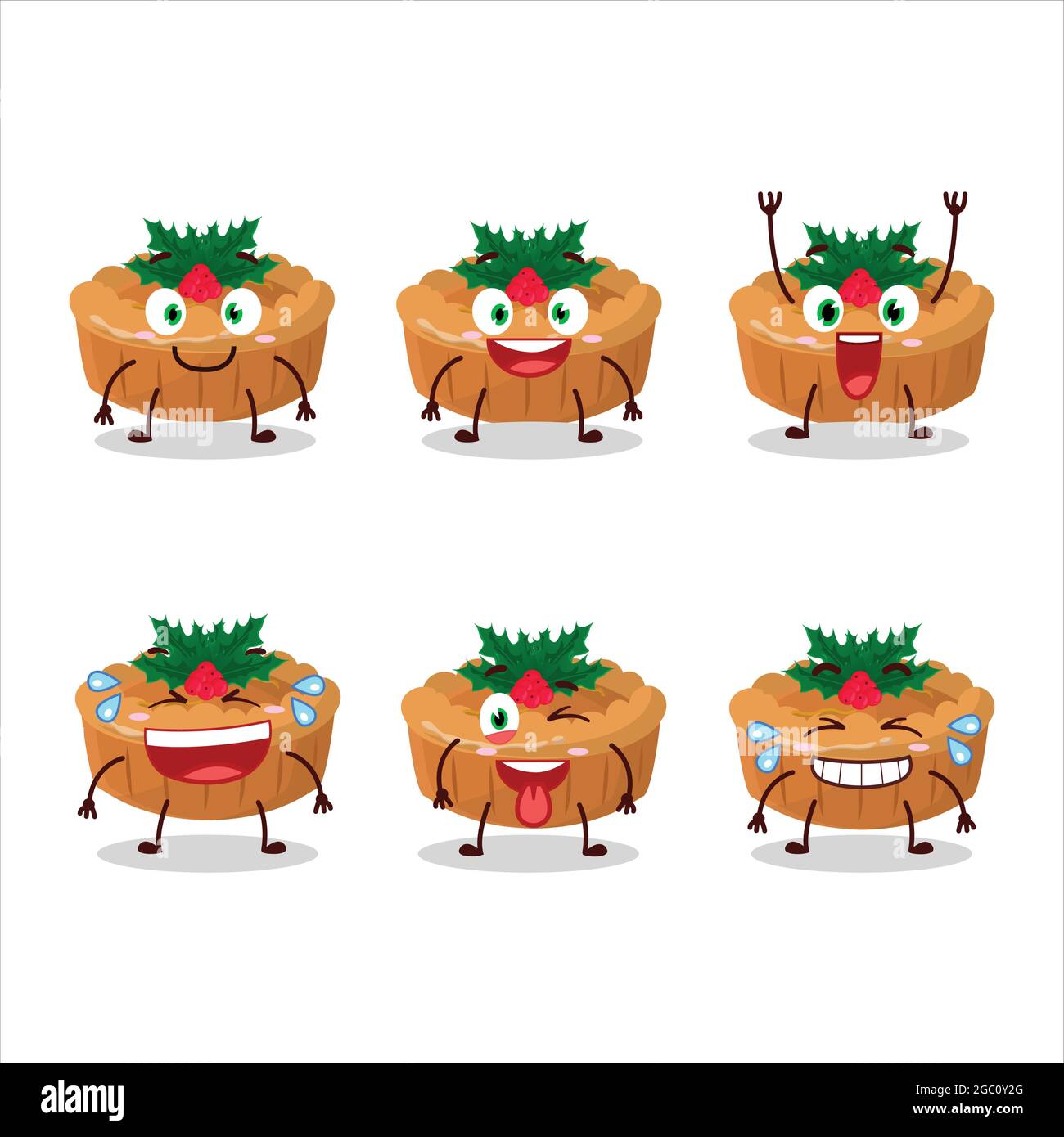 Cartoon character of pie christmas with smile expression. Vector ...