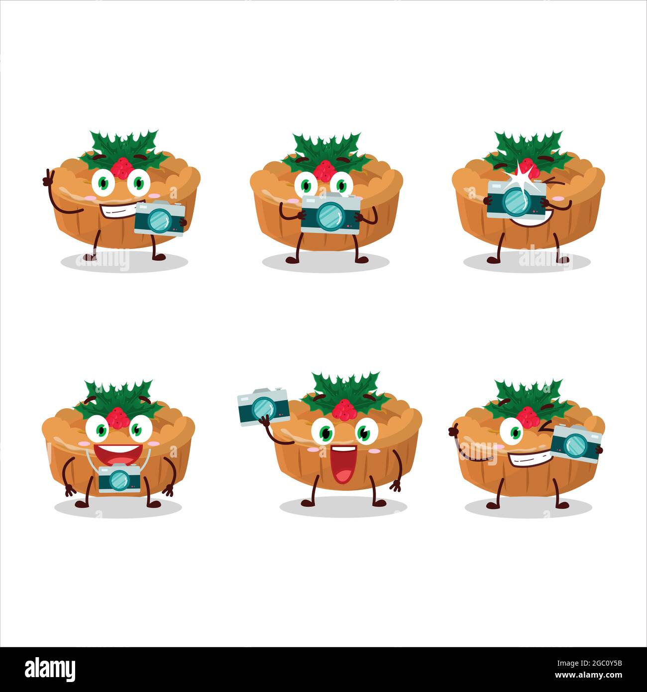 Photographer profession emoticon with pie christmas cartoon character ...
