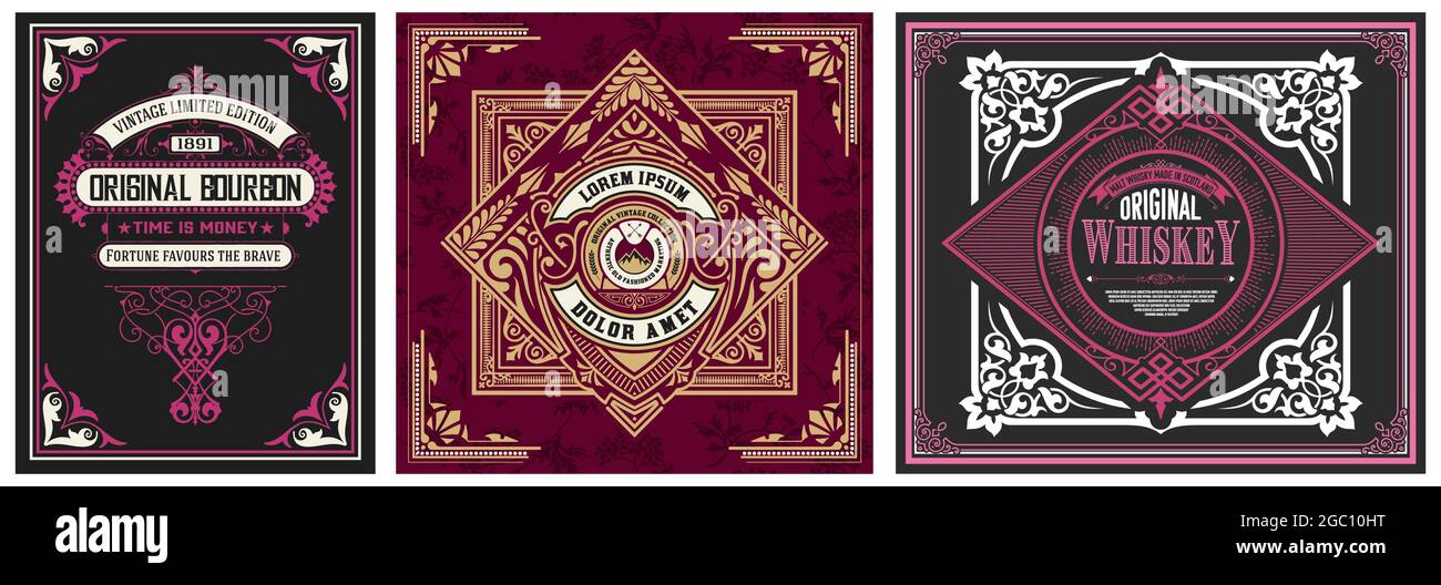 Set of 3 vintage labels for packing Stock Vector Image & Art - Alamy