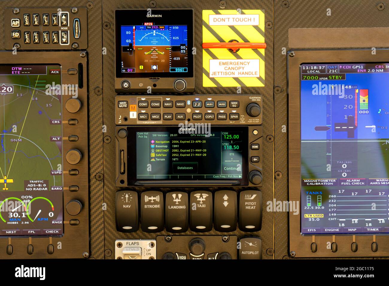 Included control panel in the cockpit of an airplane or helicopter ...