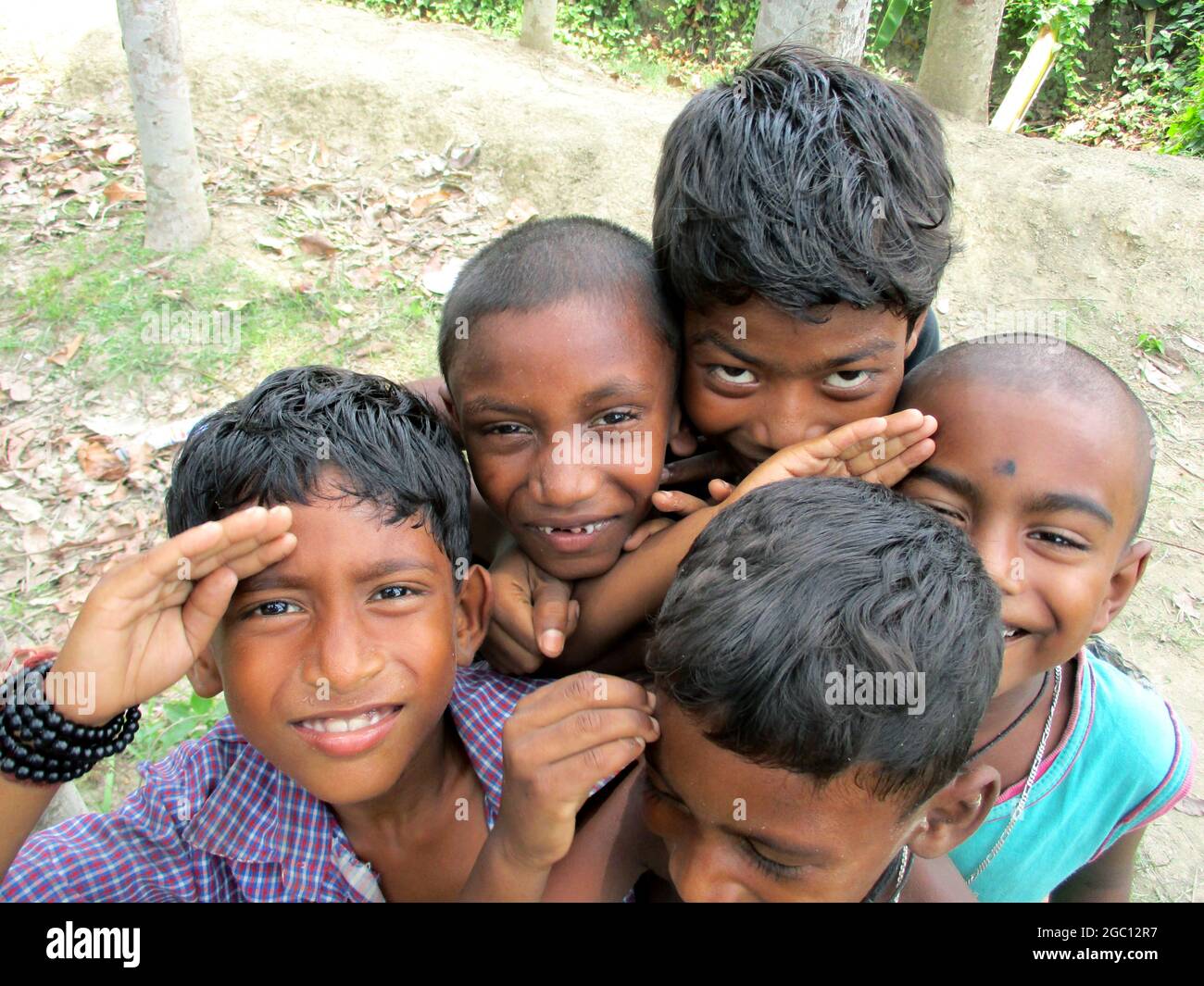 NORTH 24 PARGANAS, INDIA - Jun 05, 2021: A scenic view of kids laughing ...