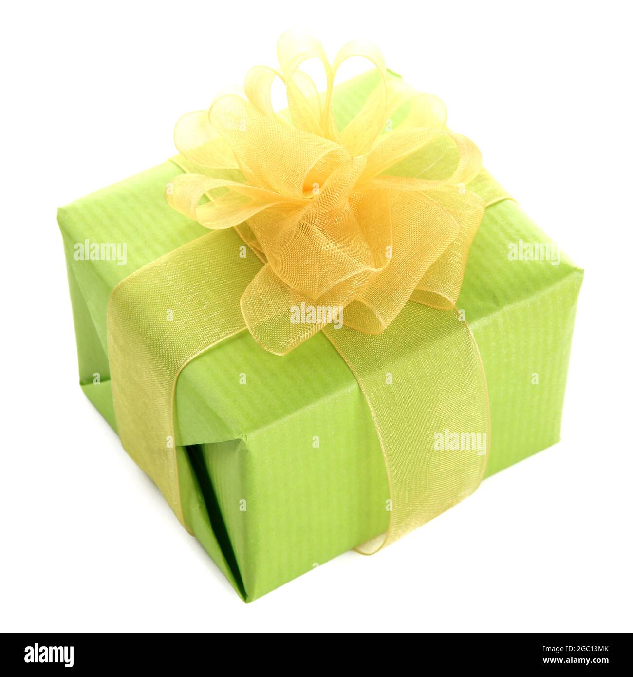 Bright gift with bow isolated on white Stock Photo - Alamy
