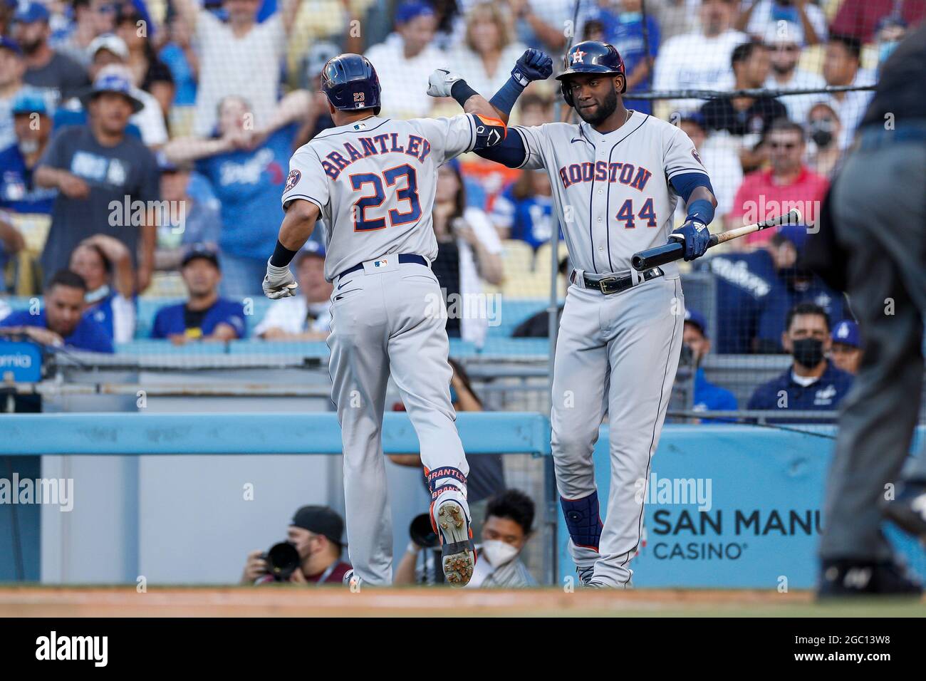 Houston Astros left fielder Jordan Alvarez congratulates Houston Astros ...