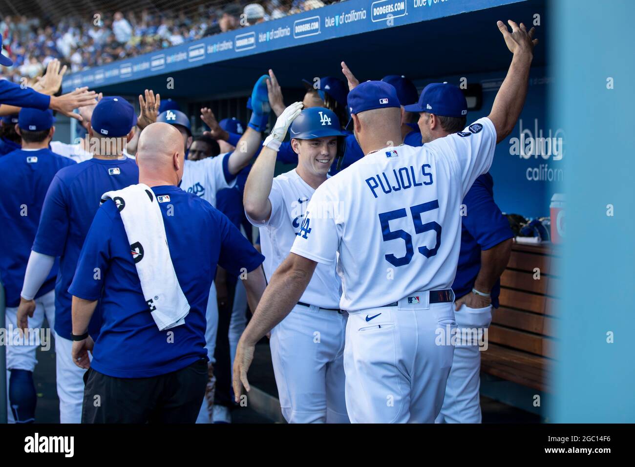 Los Angeles Dodgers catcher Will Smith (16) hits a home run during an ...