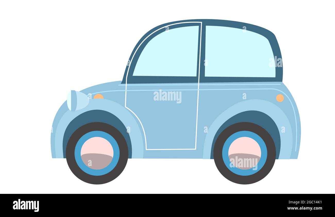 Car. Cartoon comic funny style. Side view. Beautiful retro Automobile ...