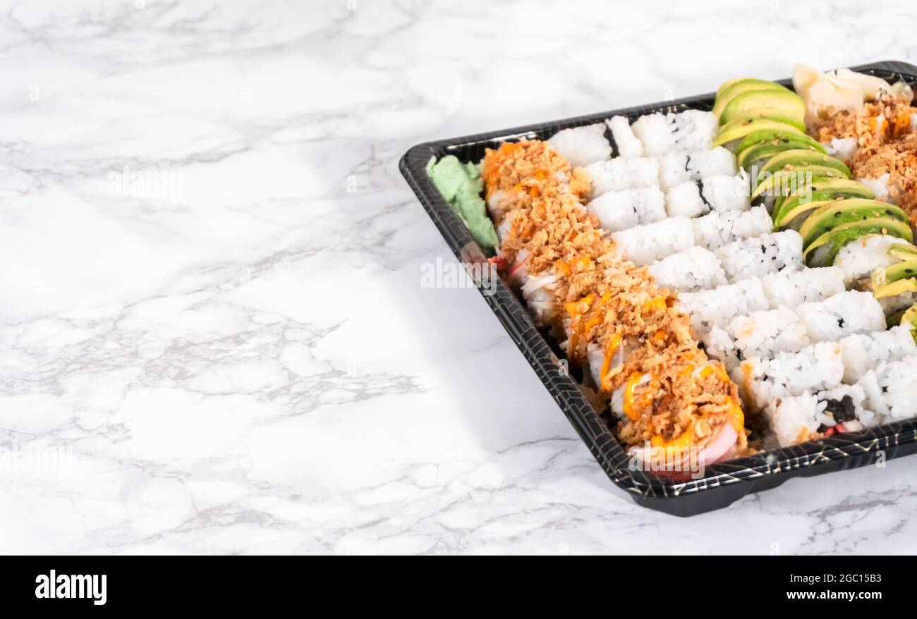 Variety mix traditional sushi rolls hi-res stock photography and images ...