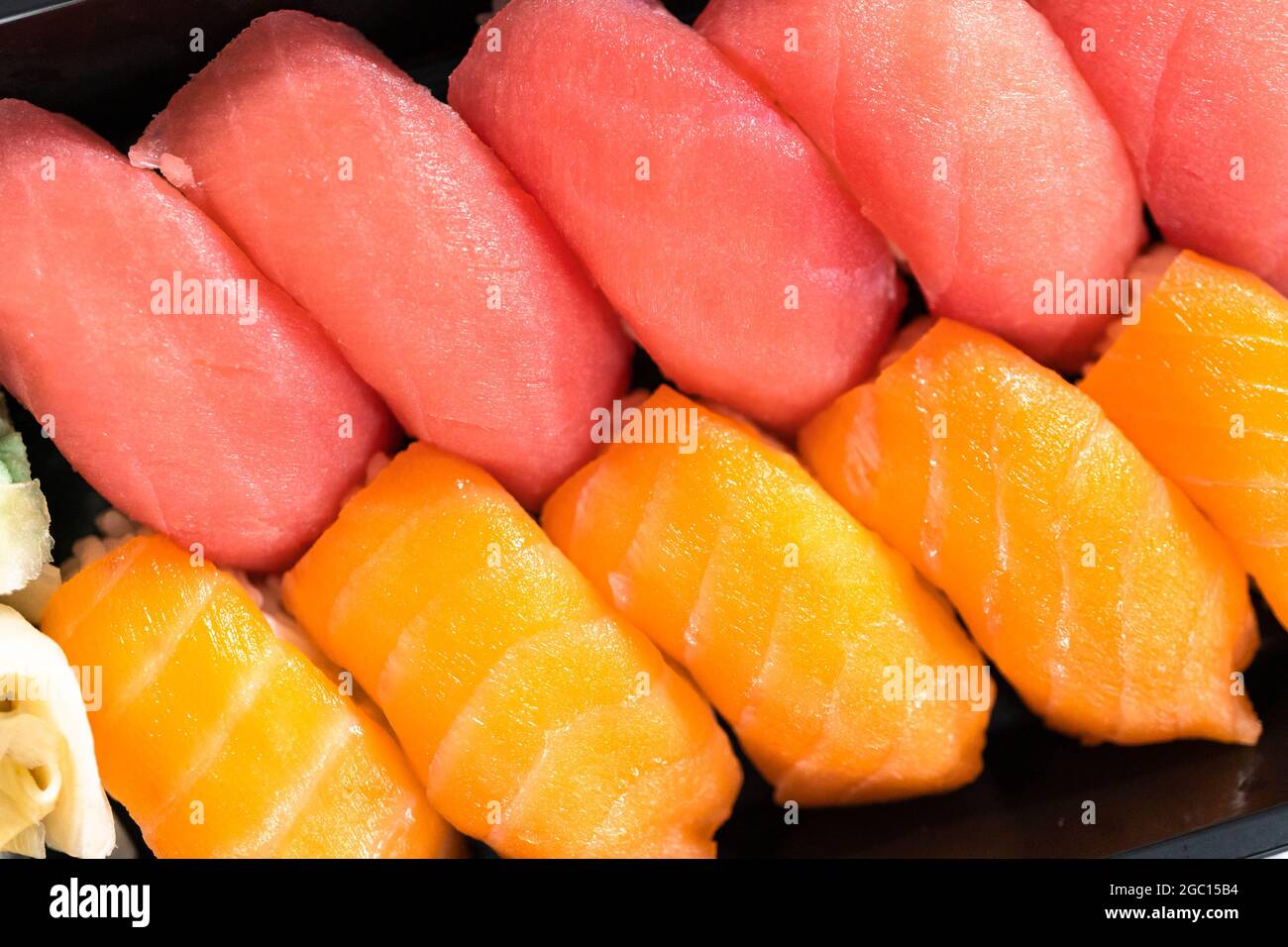 Pre-packaged sushi in a plastic tray Stock Photo - Alamy