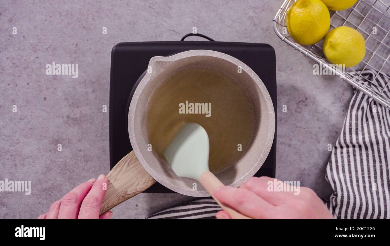 Flat lay cooking cake syrup hi-res stock photography and images - Alamy