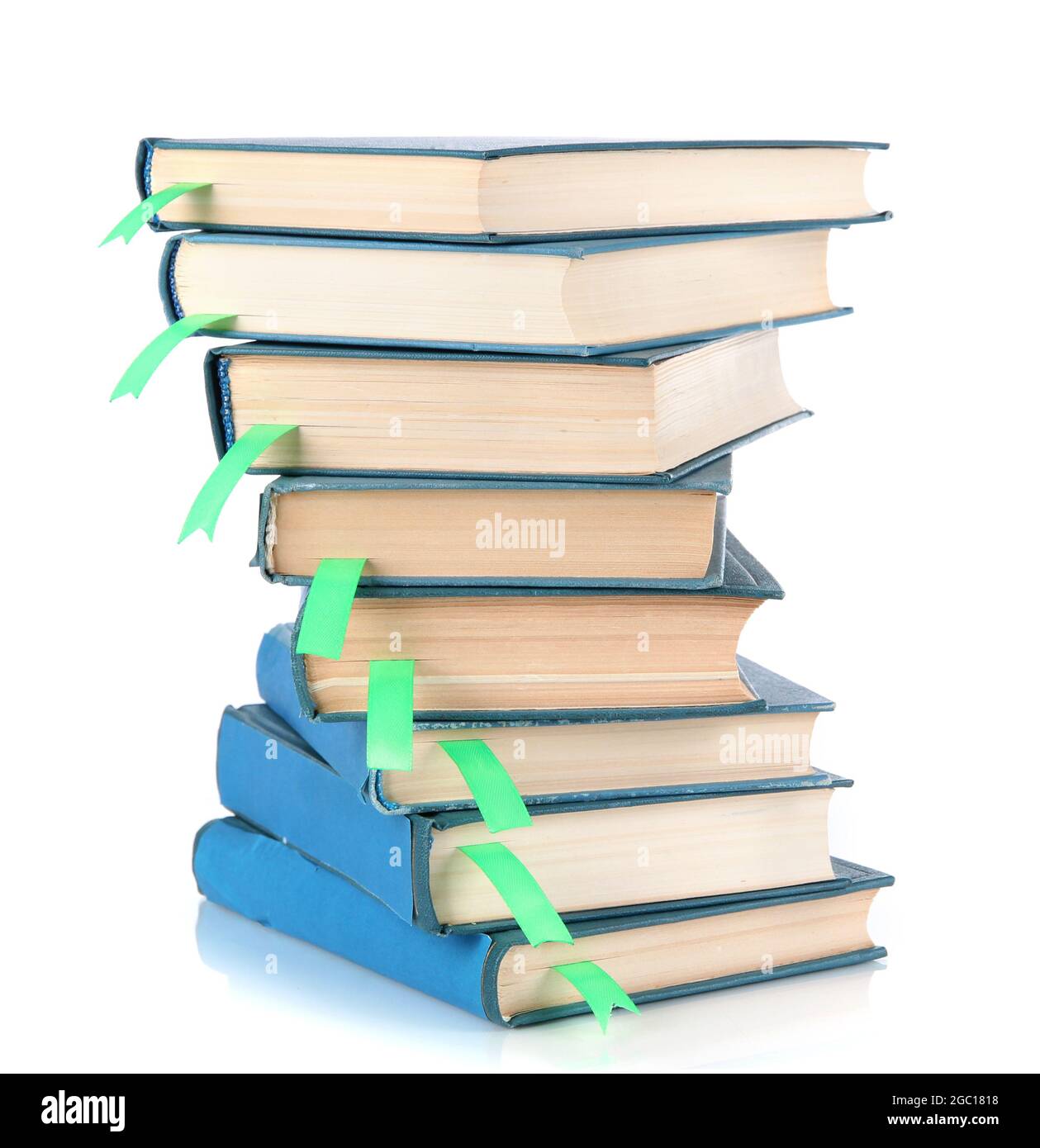 Many books with bookmarks isolated on white Stock Photo - Alamy