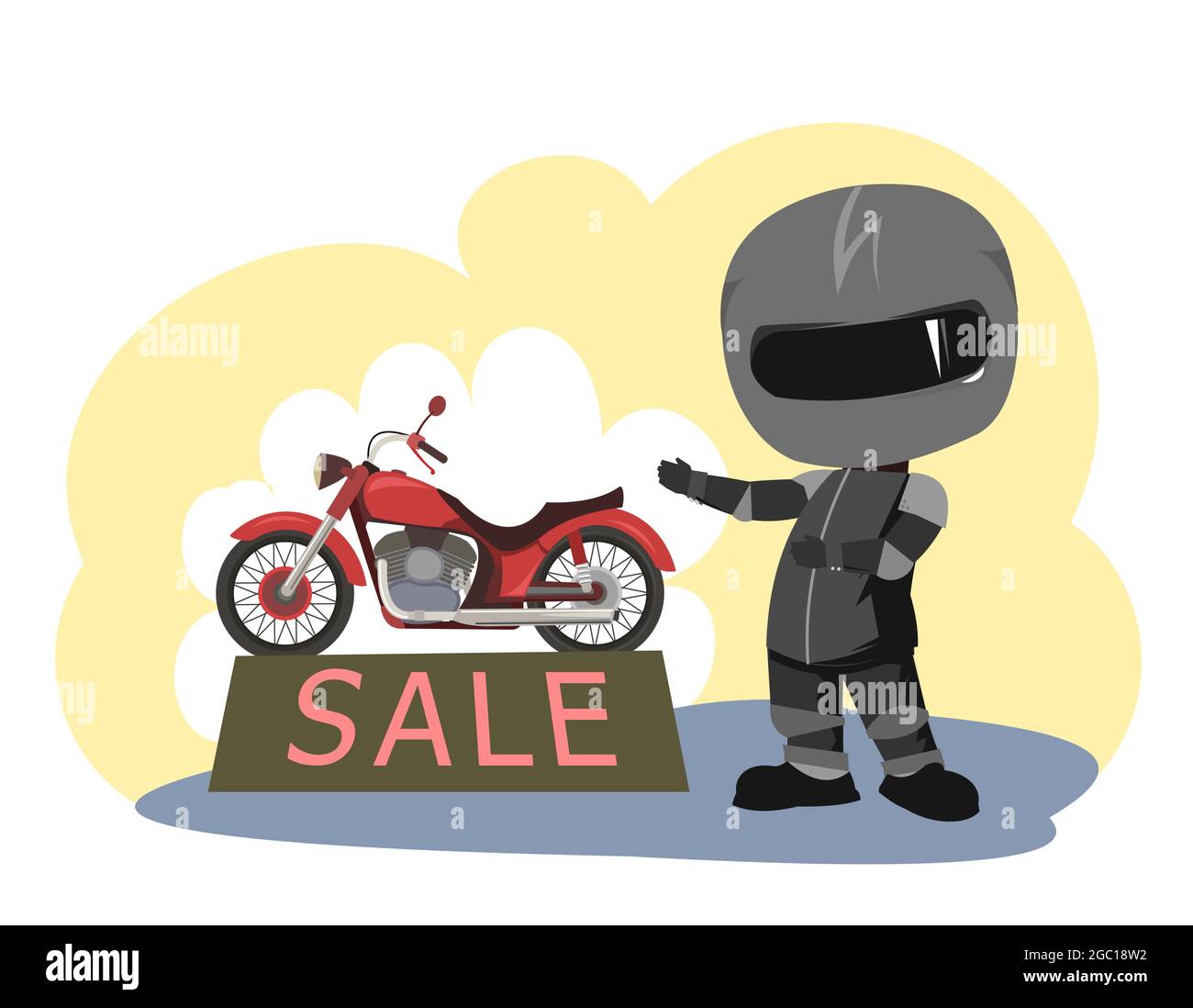 Biker cartoon. Child illustration. Sells. Sports uniform and helmet ...