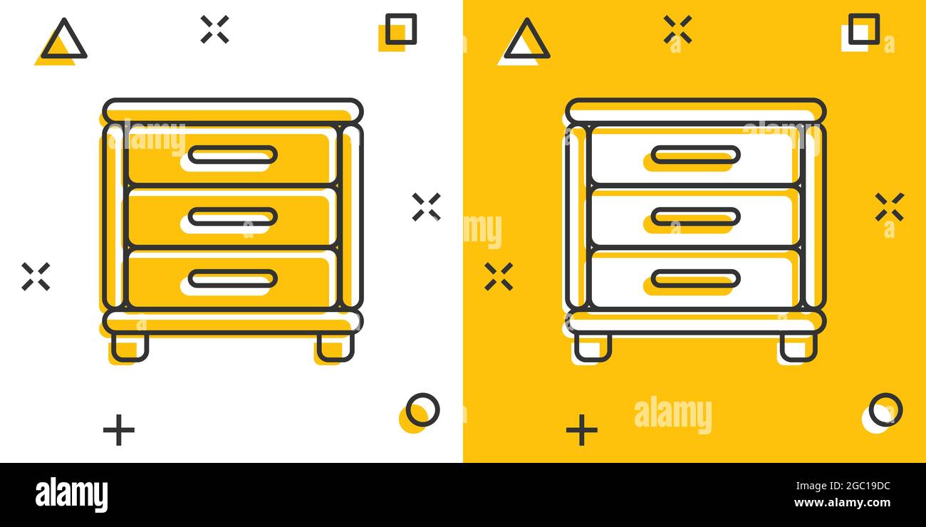 Vector cartoon cupboard icon in comic style. Furniture sign ...