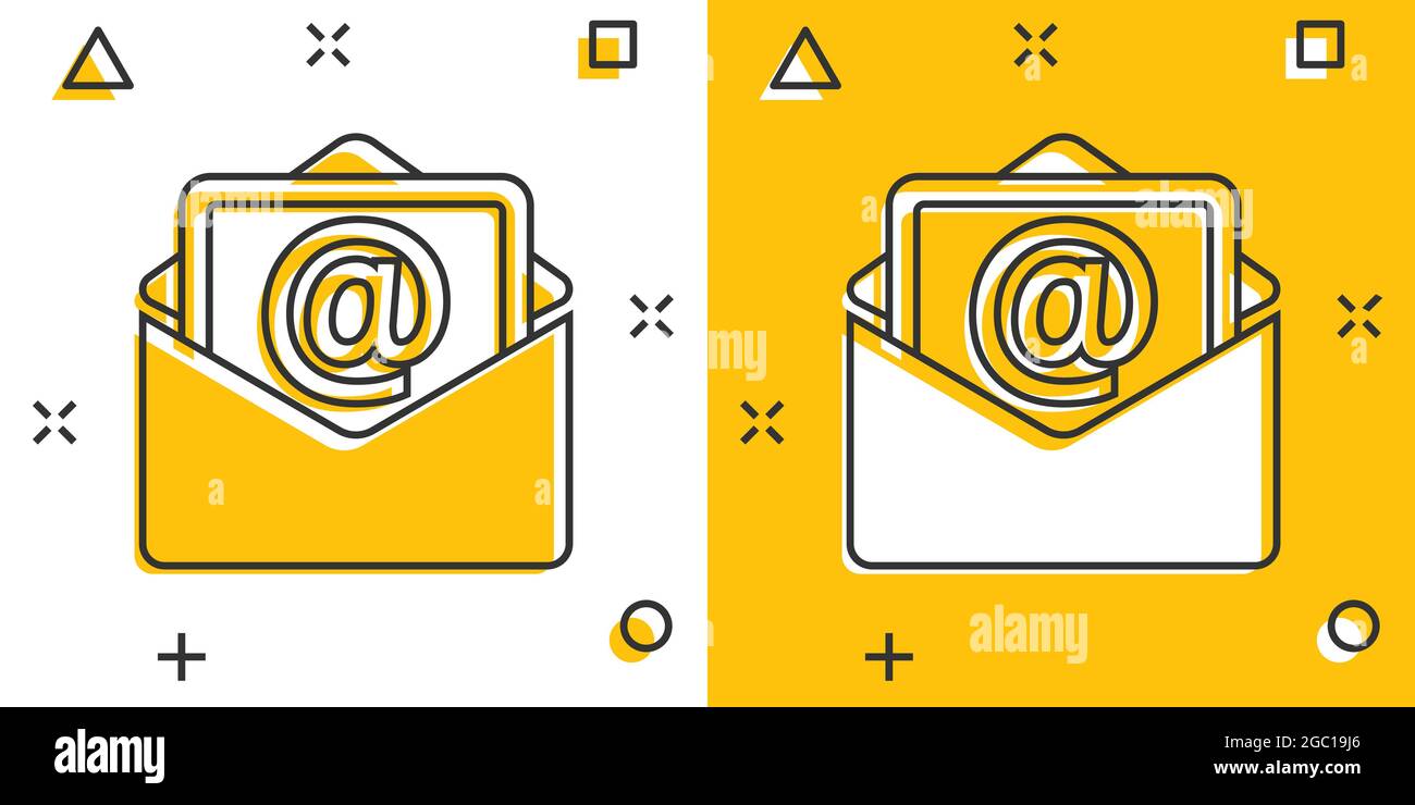 Vector cartoon mail envelope icon in comic style. Email sign ...