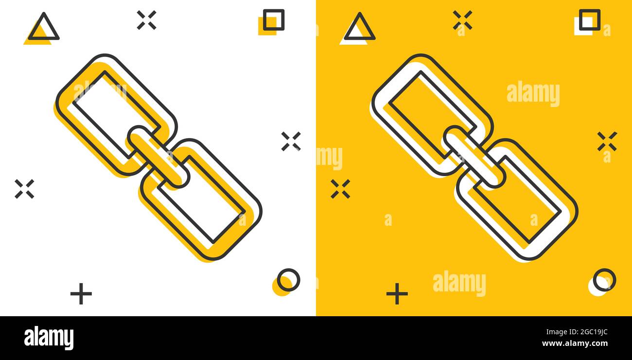 Vector cartoon chain icon in comic style. Connection sign illustration ...