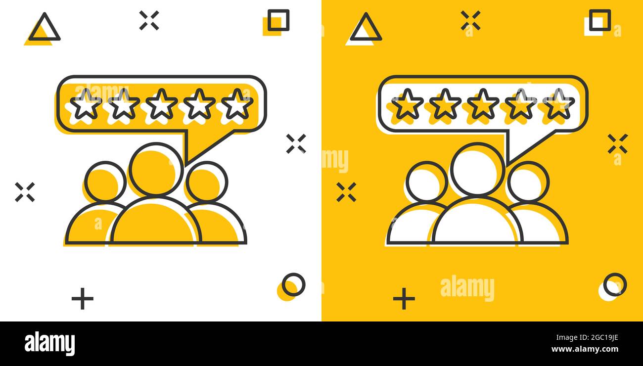 Vector cartoon customer reviews, user feedback icon in comic style ...