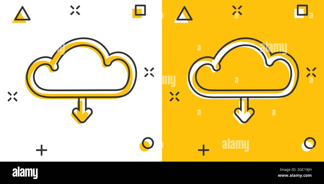 Vector cartoon cloud icon in comic style. Cloud sign illustration ...