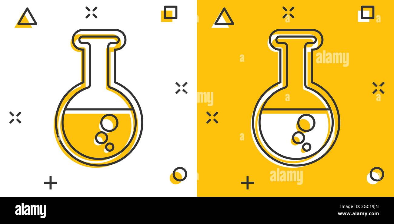 Vector cartoon chemical test tube icon in comic style. Laboratory ...