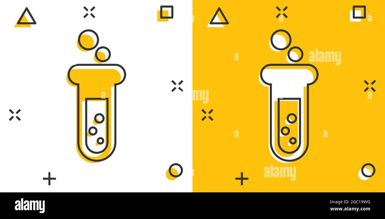 Vector cartoon chemical test tube icon in comic style. Laboratory ...