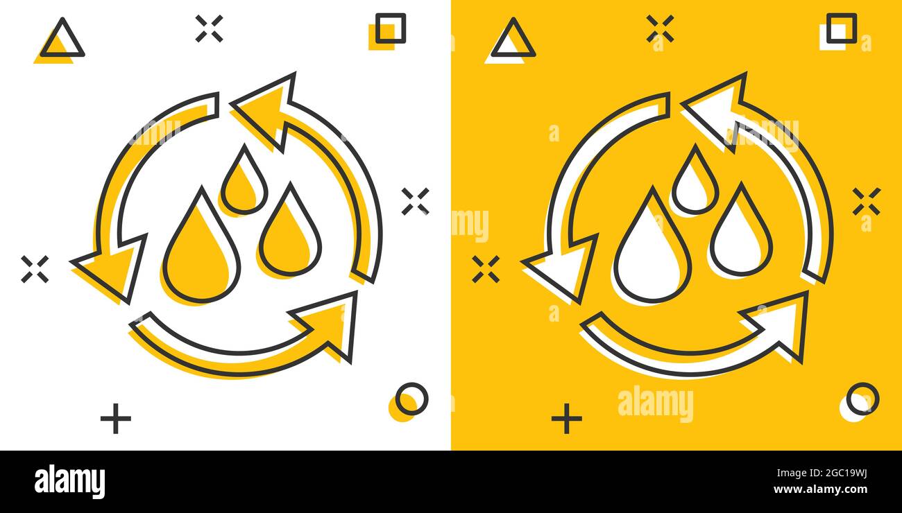 Vector cartoon water cycle icon in comic style. Recycling sign ...