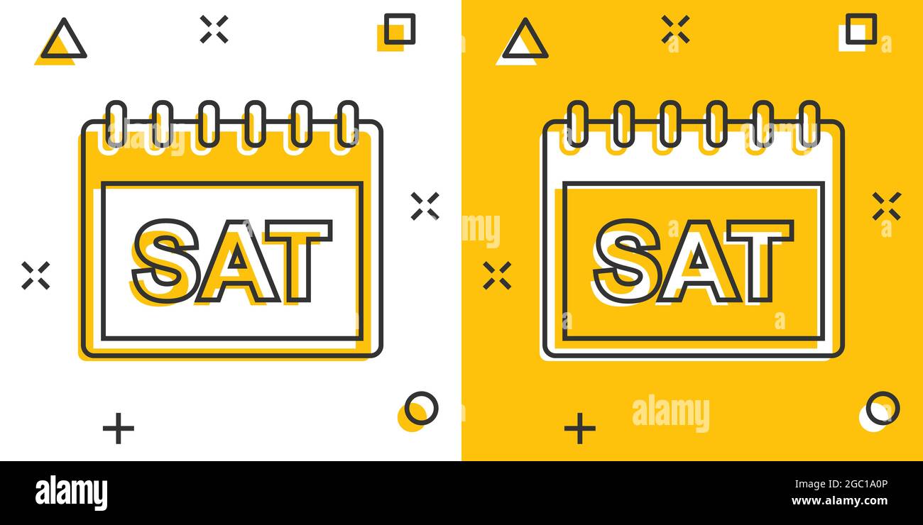 Vector cartoon saturday calendar page icon in comic style. Calendar ...