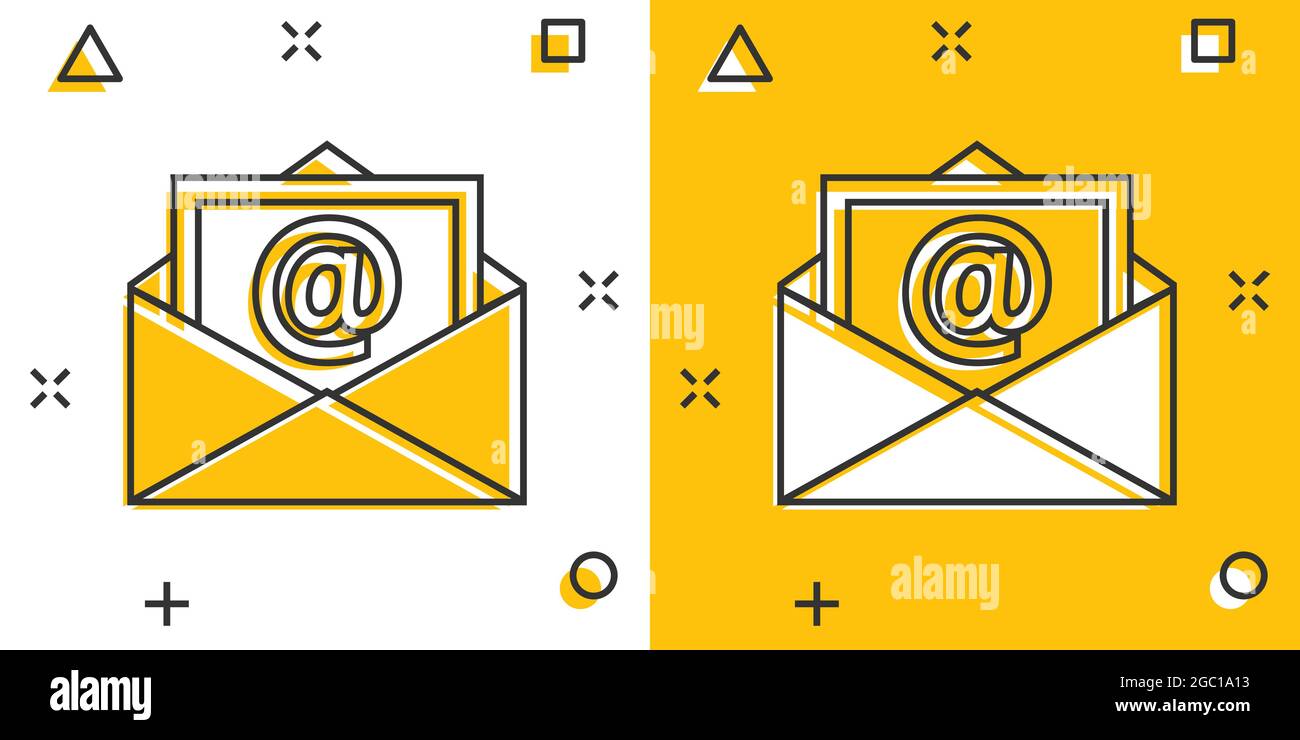 Vector cartoon mail envelope icon in comic style. Email sign ...