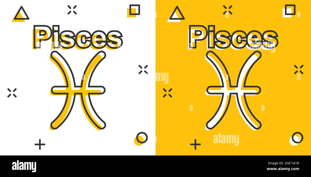 Vector cartoon pisces zodiac icon in comic style. Astrology sign ...