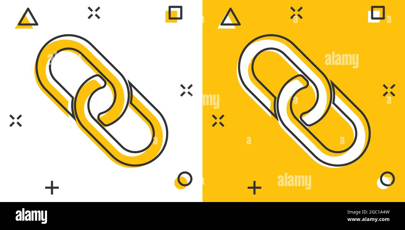 Vector cartoon chain icon in comic style. Connection sign illustration ...