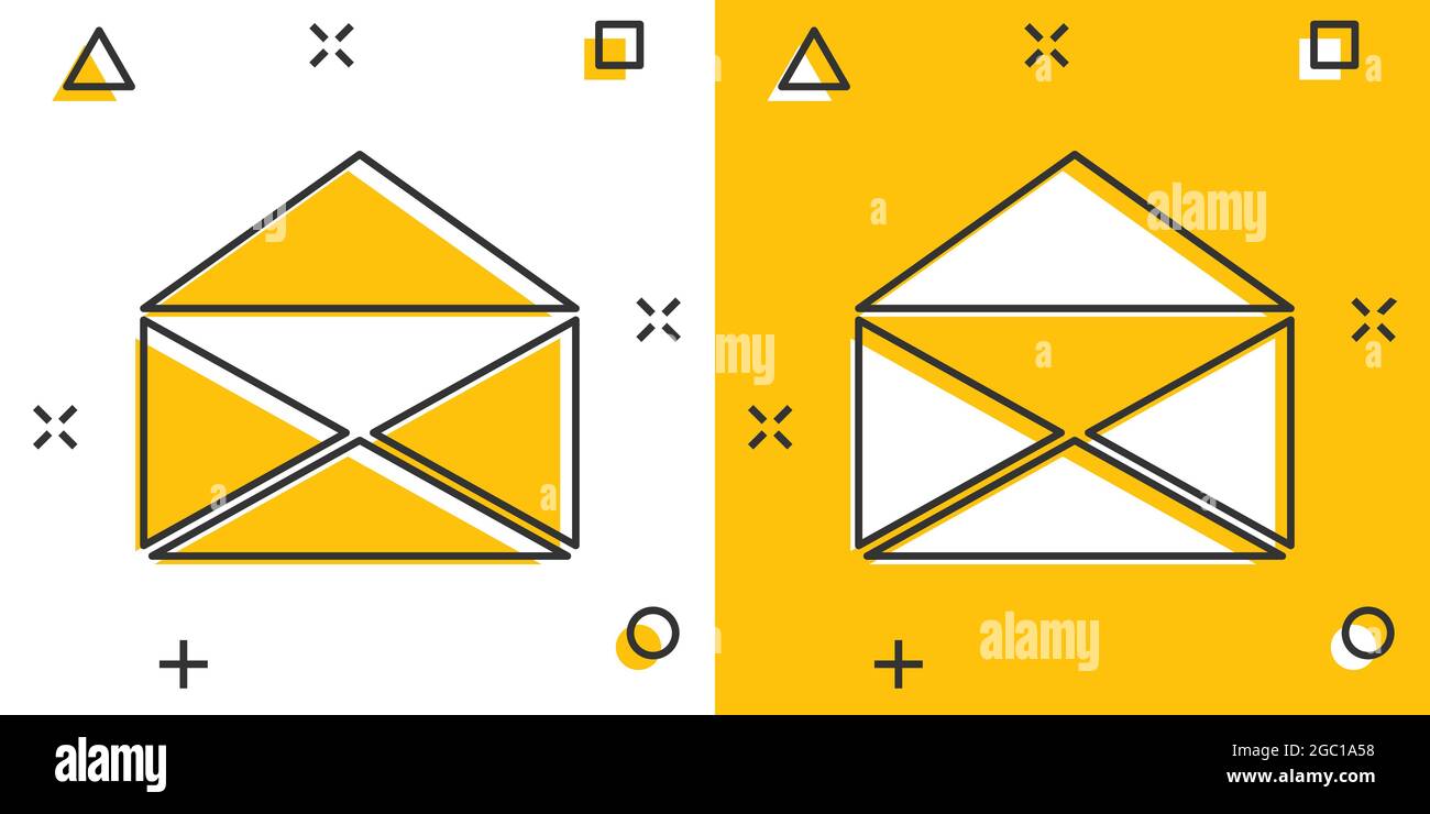 Vector cartoon mail envelope icon in comic style. Email sign ...