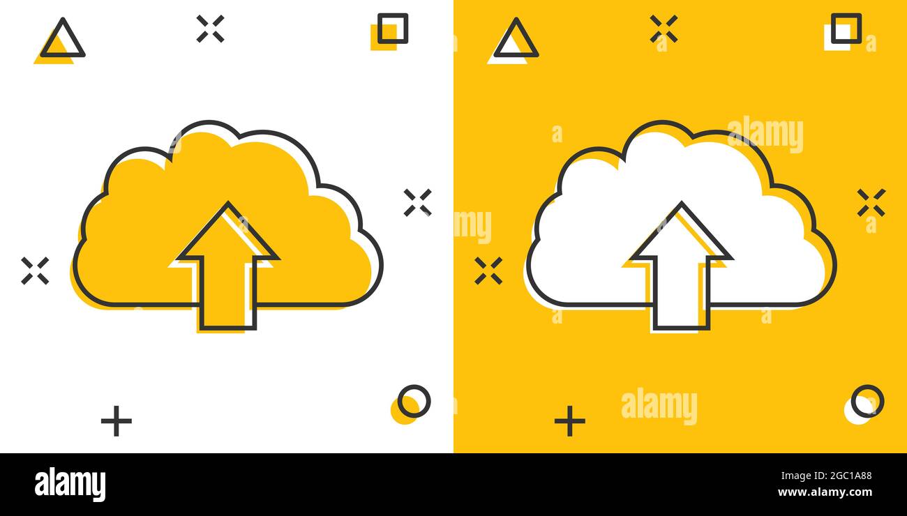 Vector cartoon cloud icon in comic style. Cloud sign illustration ...