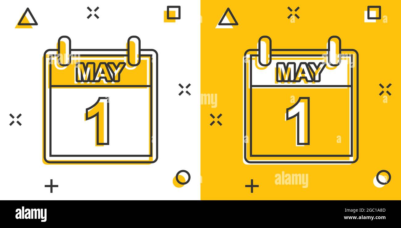 Vector cartoon may 1 calendar icon in comic style. Calendar sign ...