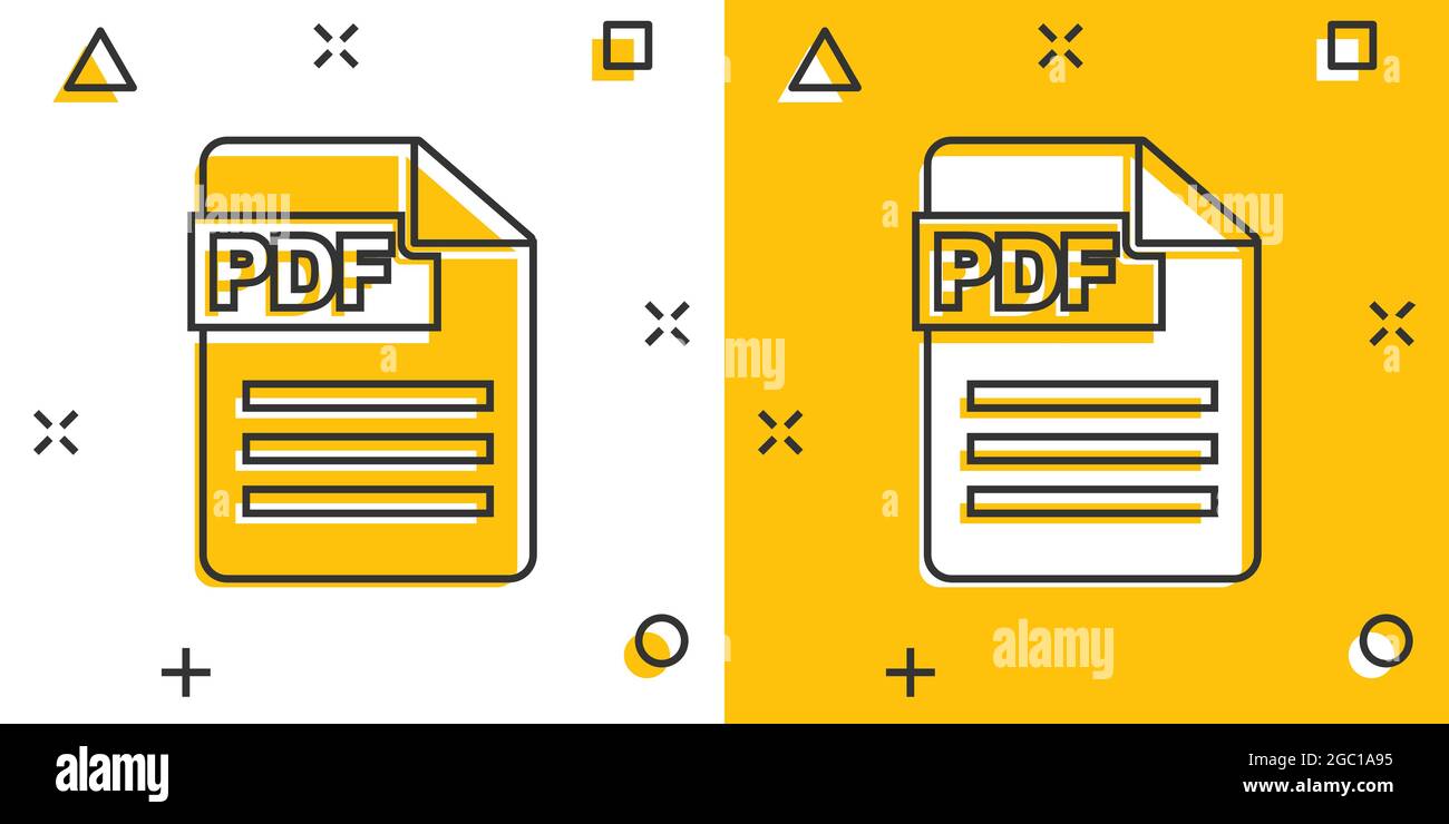 Vector cartoon PDF download icon in comic style. PDF format sign ...