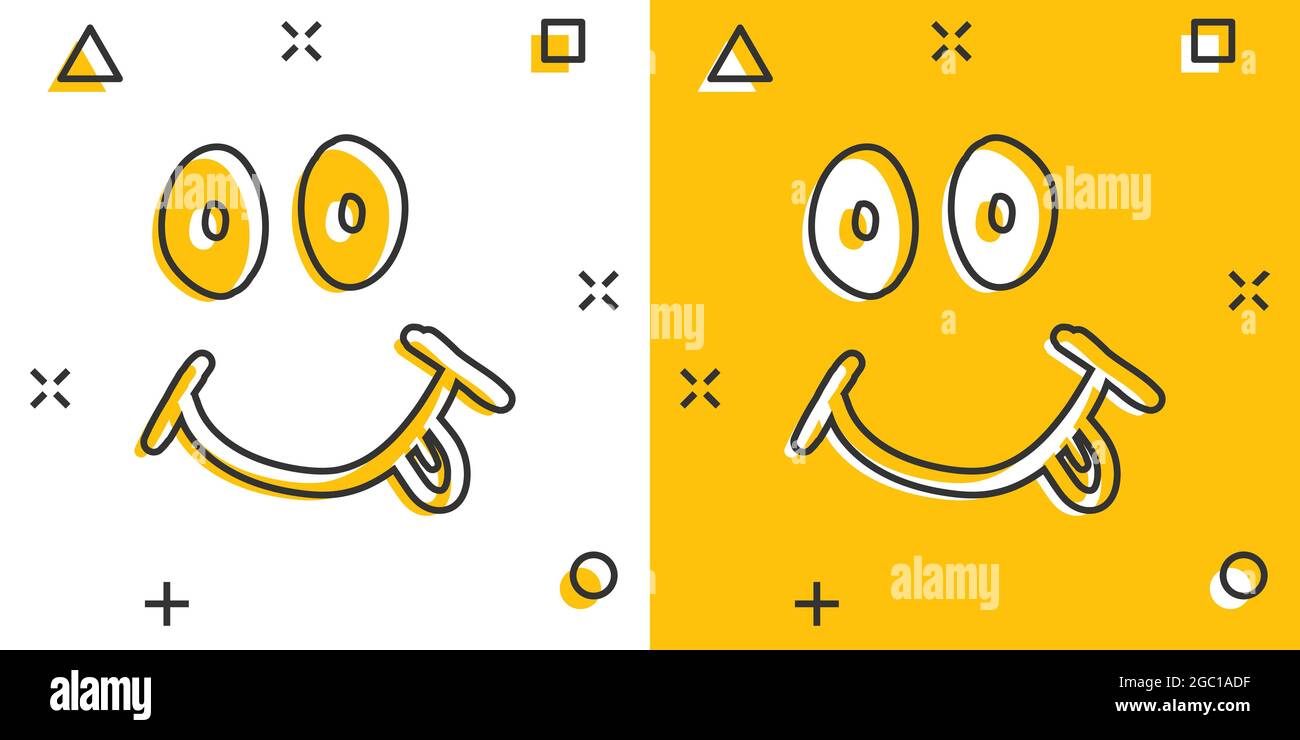 Vector cartoon smile with tongue icon in comic style. Smile face sign ...