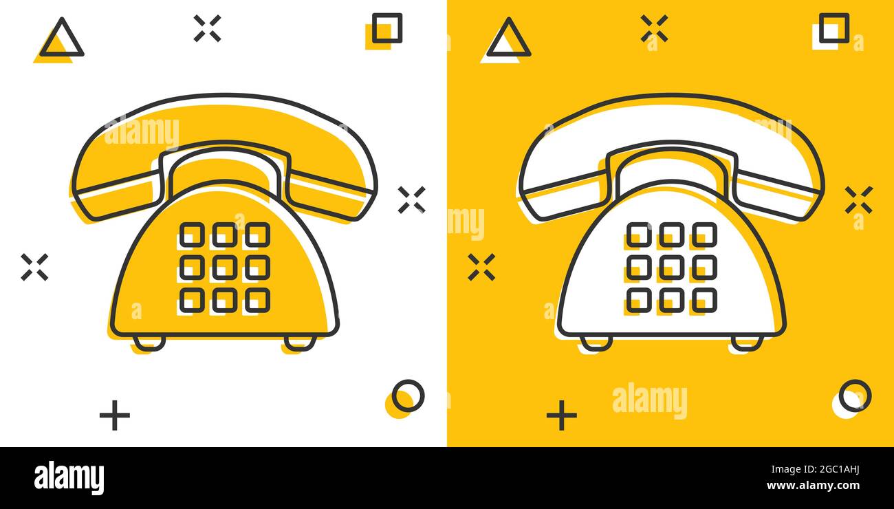 Vector cartoon phone icon in comic style. Telephone sign illustration ...