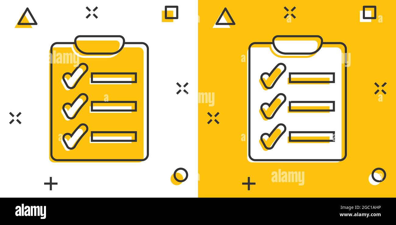 Vector cartoon to do list icon in comic style. Checklist, task list ...