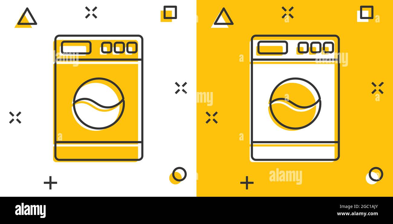 Vector cartoon washer icon in comic style. Laundress sign illustration ...