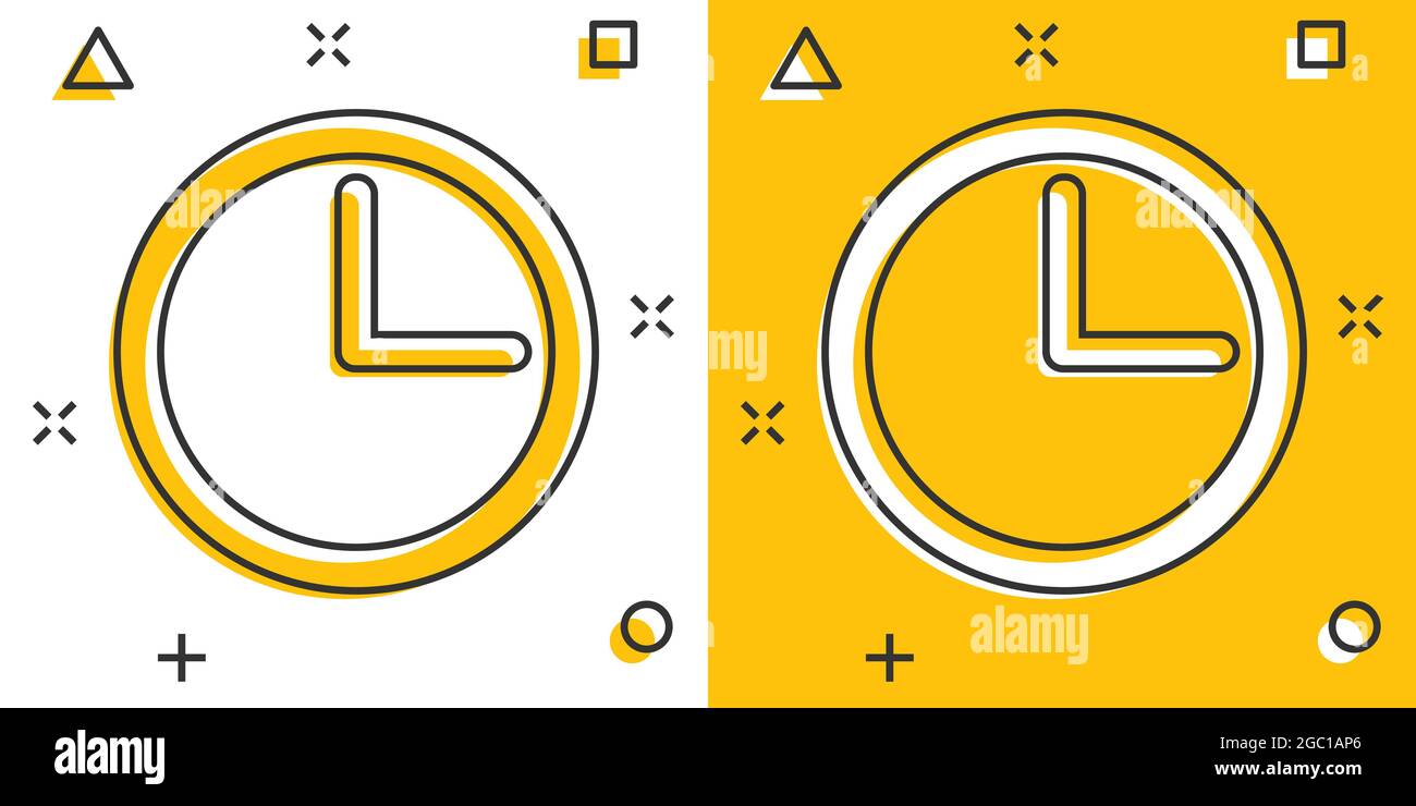 Vector cartoon clock timer icon in comic style. Watch sign illustration ...