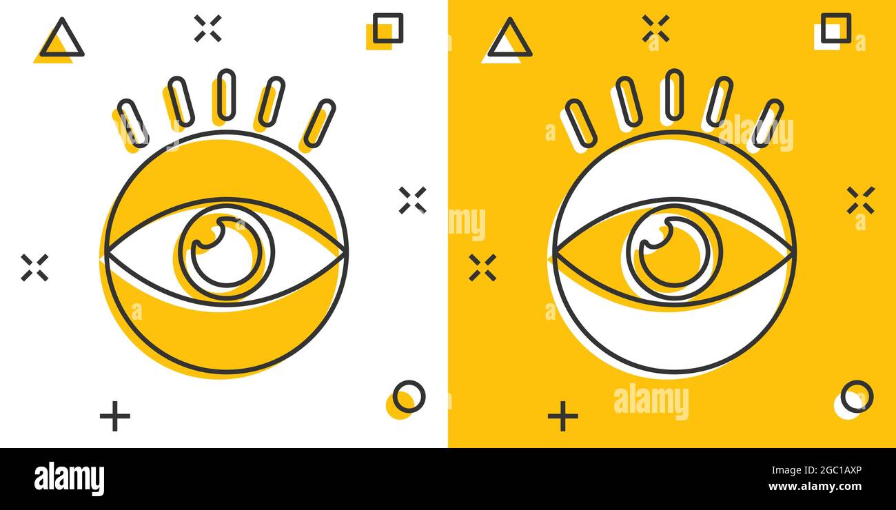 Vector cartoon eye icon in comic style. Eyeball look sign illustration ...