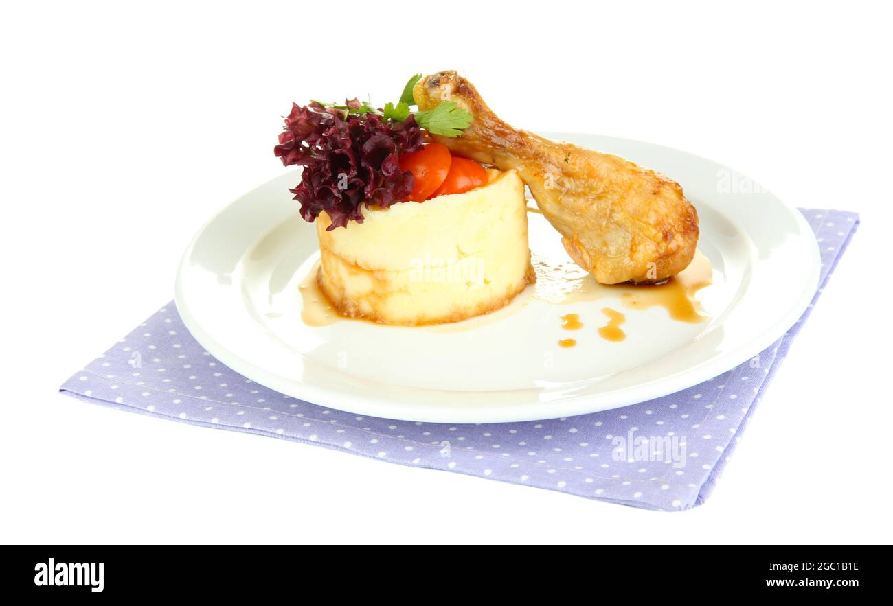 Small portion of food on big plate isolated on white Stock Photo - Alamy