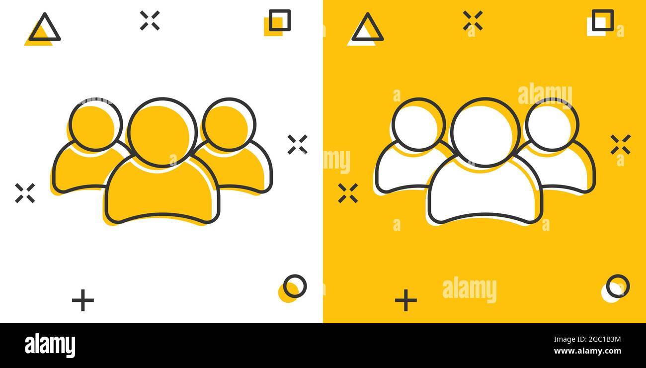 Vector cartoon group of people icon in comic style. Persons sign ...
