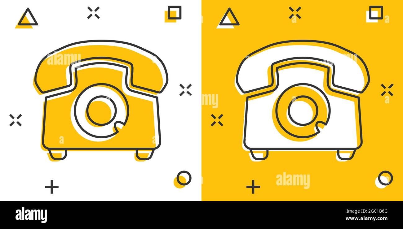 Vector cartoon phone icon in comic style. Telephone sign illustration ...
